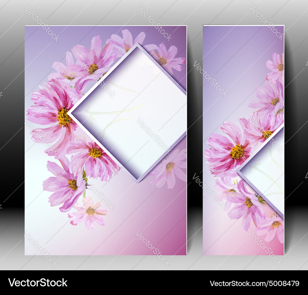 Spring flowers invitation template card Royalty Free Vector