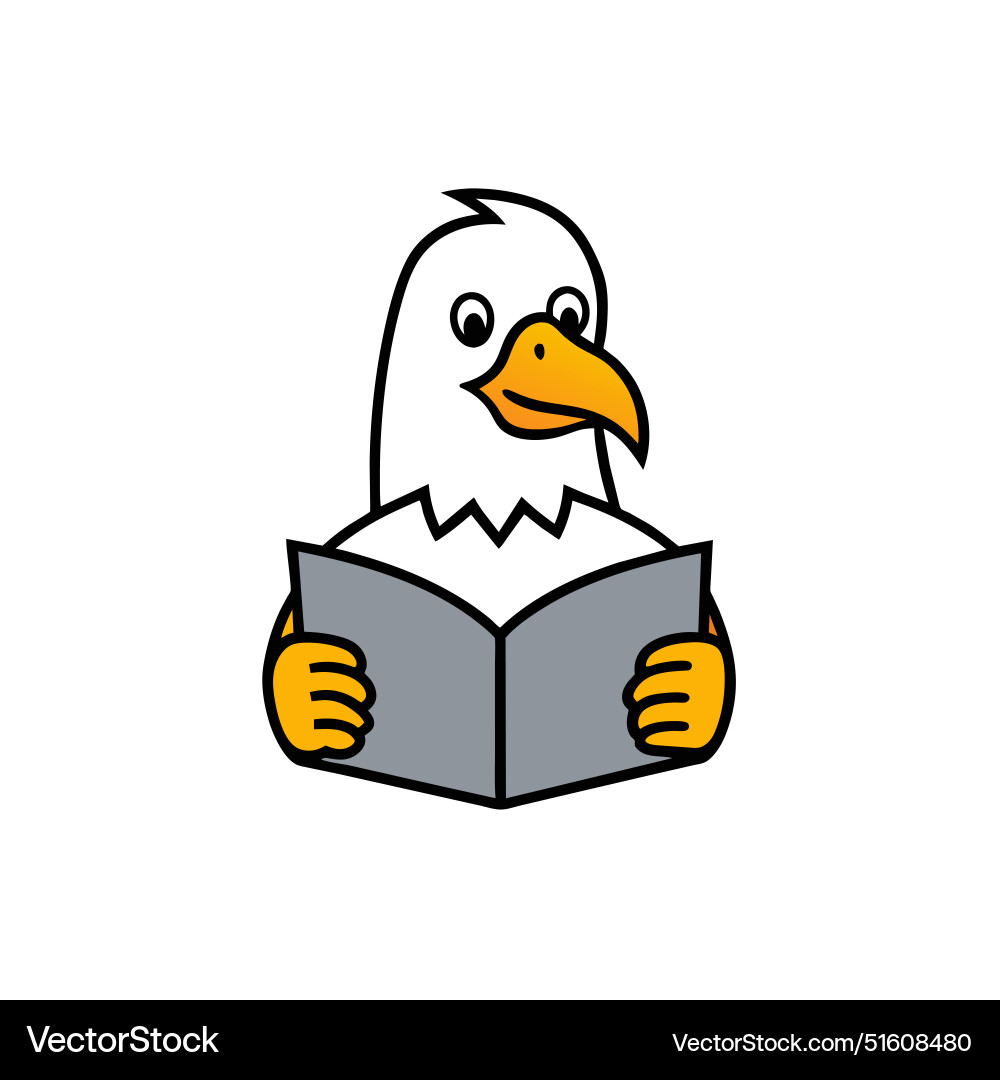 Bald eagle bird reading icon Royalty Free Vector Image
