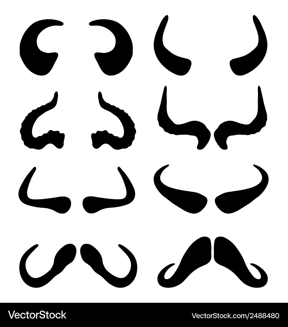 Buffalo Horn Silhouettes Royalty Free Vector Image