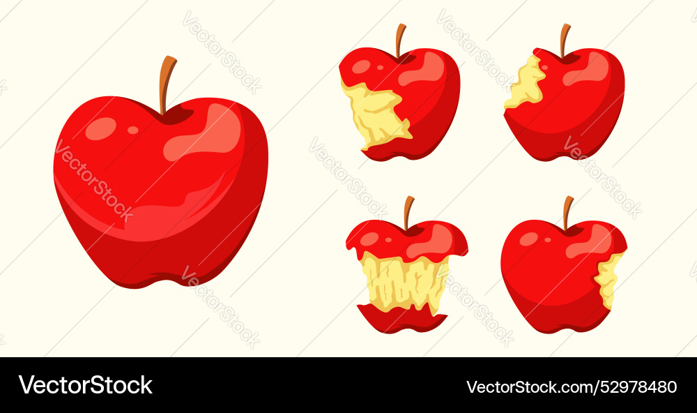 Collection of bitten apples Royalty Free Vector Image