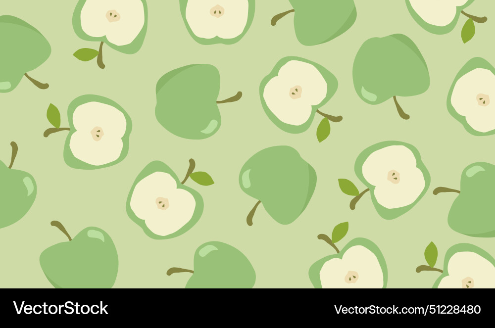 Cute apple fruits pattern background design Vector Image