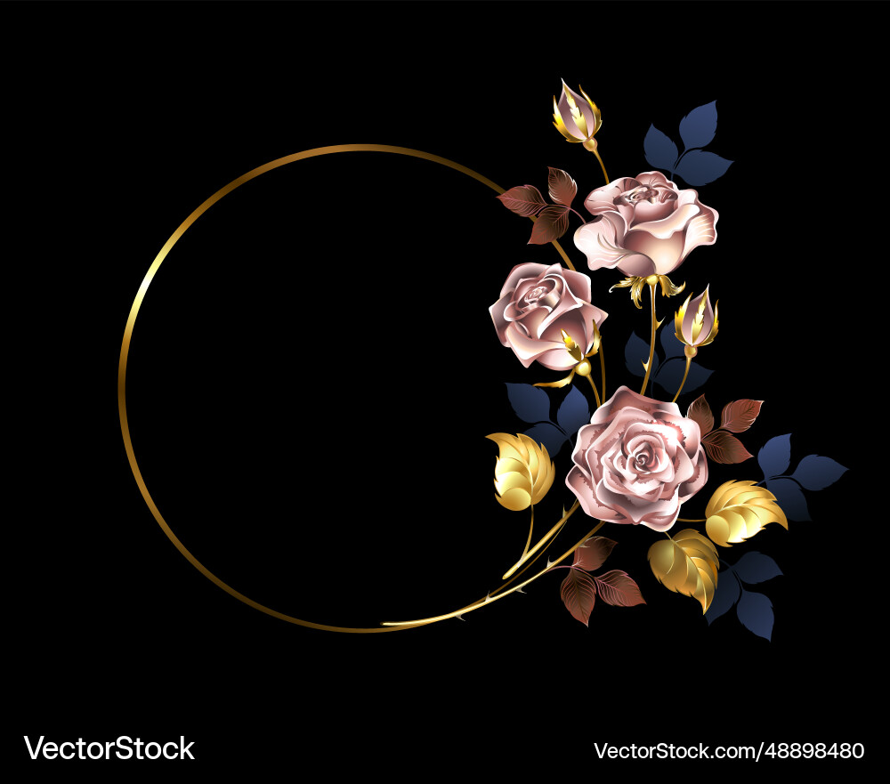 Elegant Pink Gold Rose Frame Royalty Free Vector Image