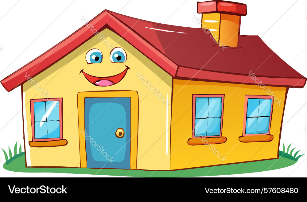 Happy cartoon house with smiling face design Vector Image