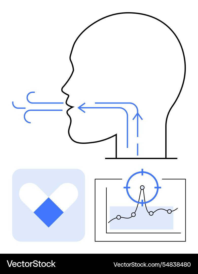 Human breathing process and data insights Vector Image