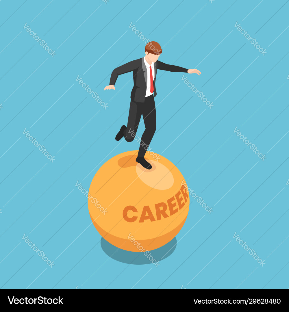 Isometric businessman stand and balancing Vector Image