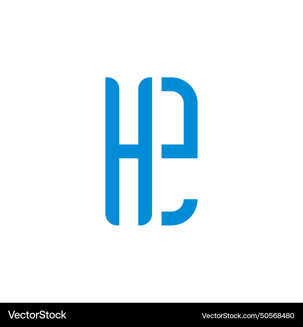 Letter he blue geometric logo Royalty Free Vector Image