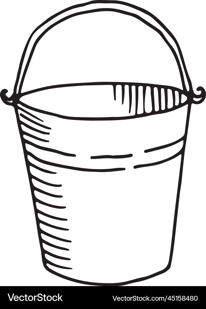 Metal bucket sketch hand drawn water container Vector Image