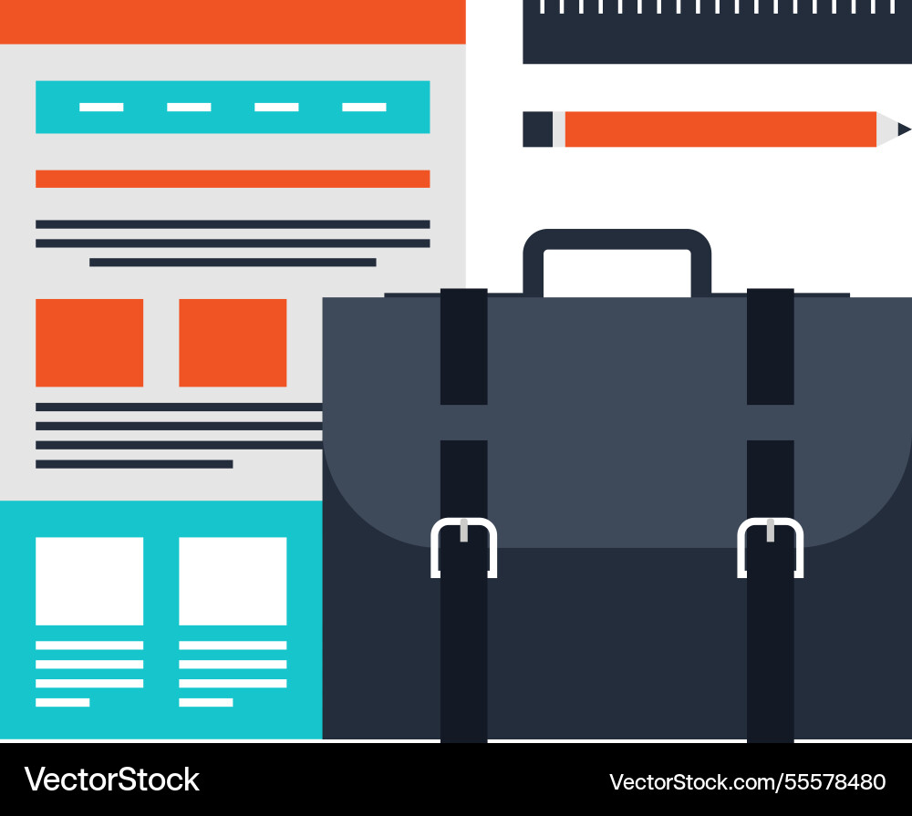 Portfolio flat web icon concept Royalty Free Vector Image