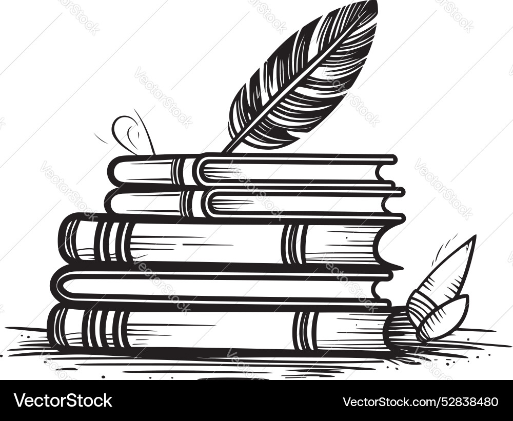 Quill quest emblematic logo icon ink Royalty Free Vector