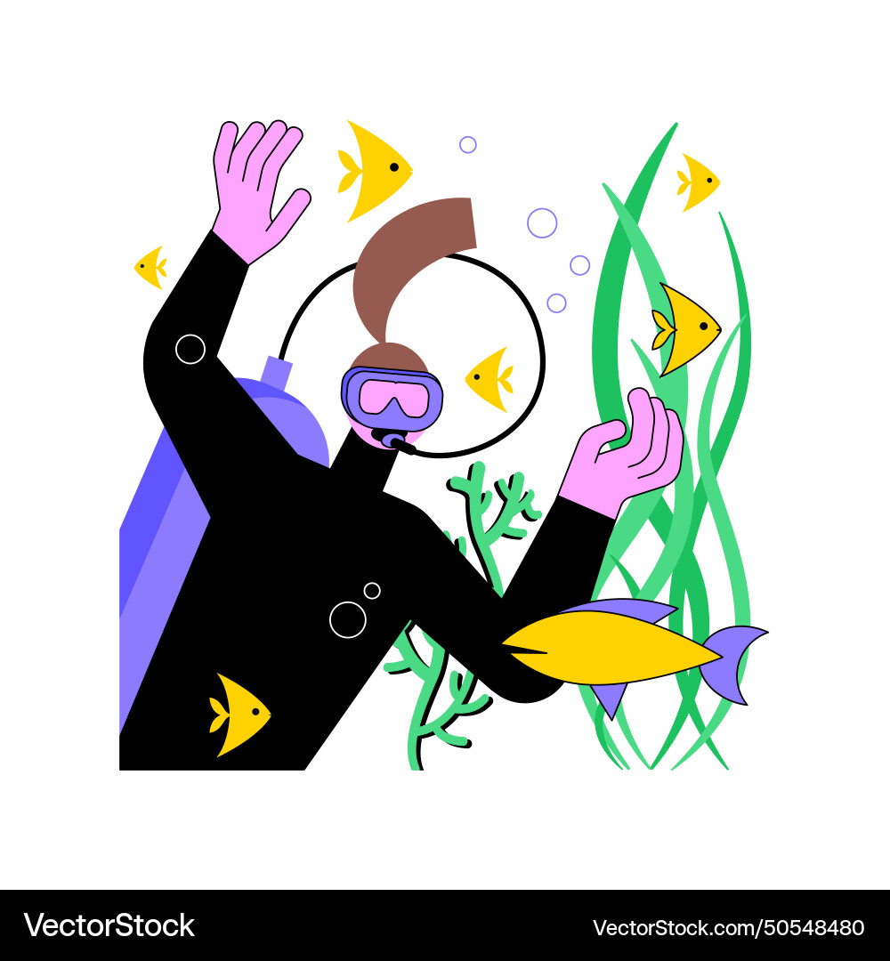Scuba diving isolated cartoon Royalty Free Vector Image