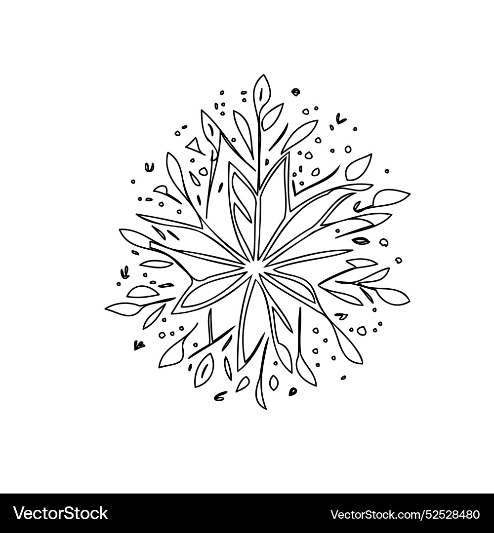 Snow flake outline sketch Royalty Free Vector Image