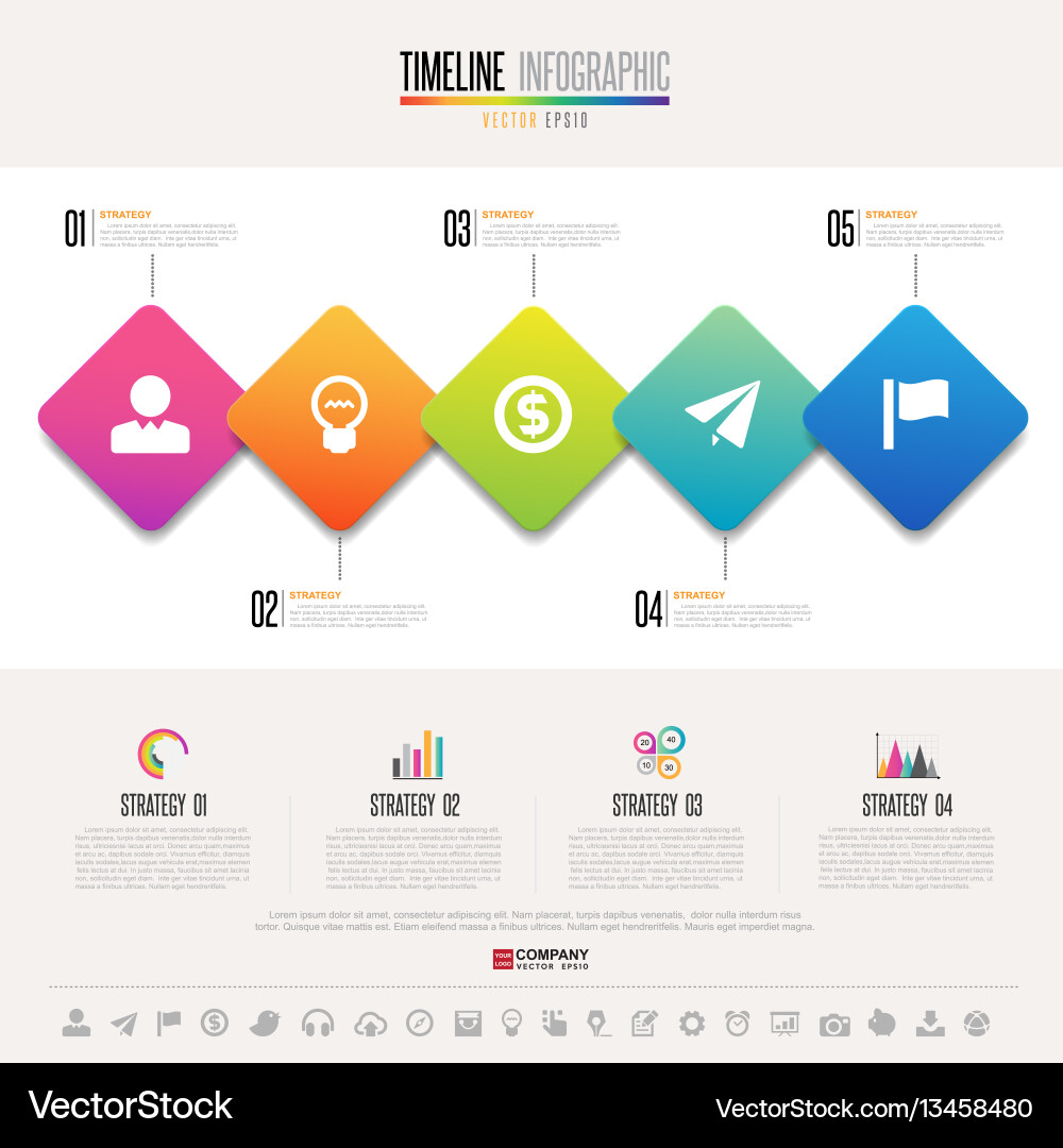 Timeline infographics design template Royalty Free Vector