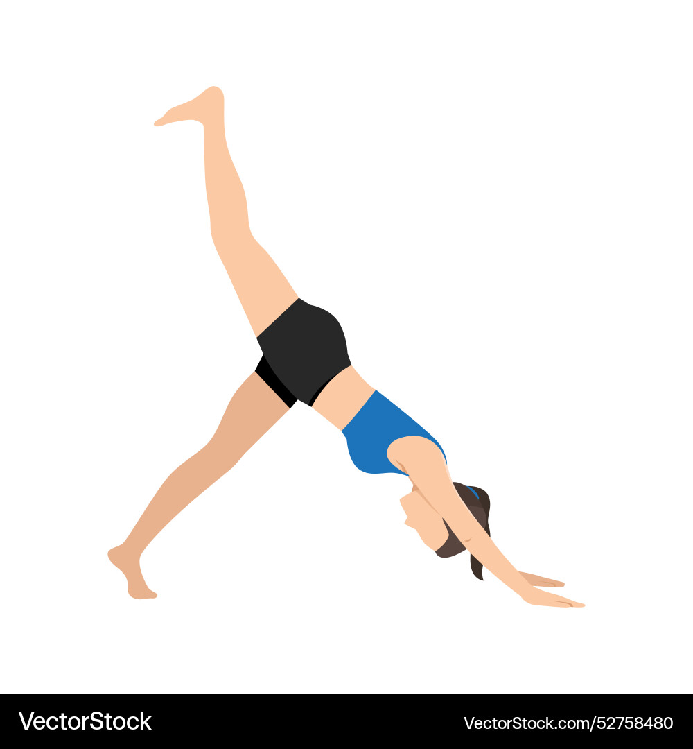 Woman doing downward facing dog split pose down Vector Image