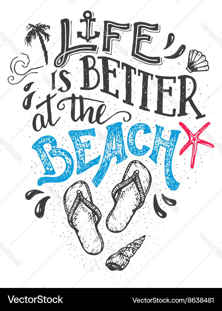 Beach Vibes - Hand Lettered Quote Royalty Free Vector Image