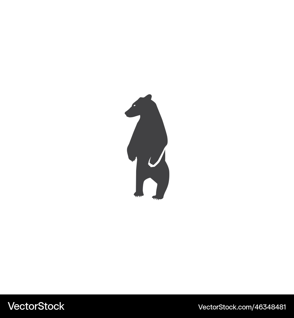Bear standing silhouette Royalty Free Vector Image