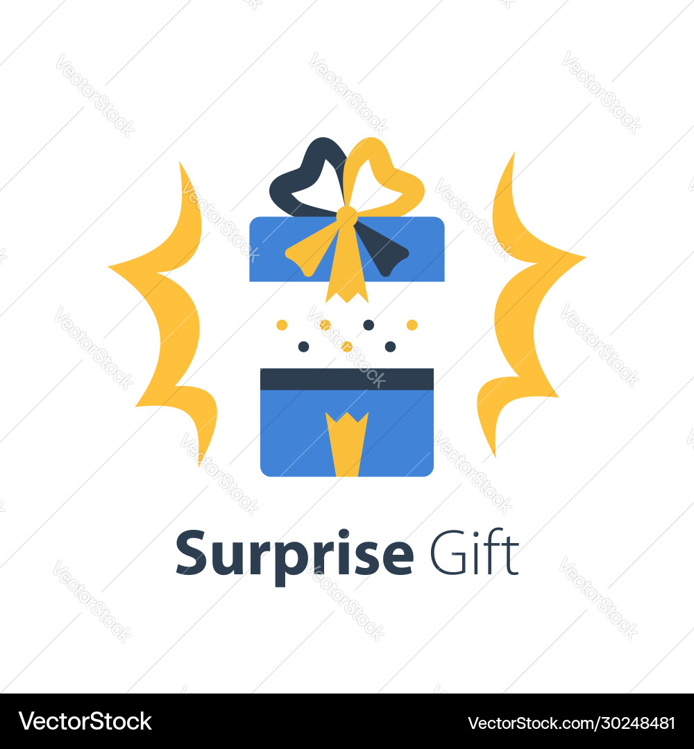 Blue box with ribbon surprise shiny gift Vector Image