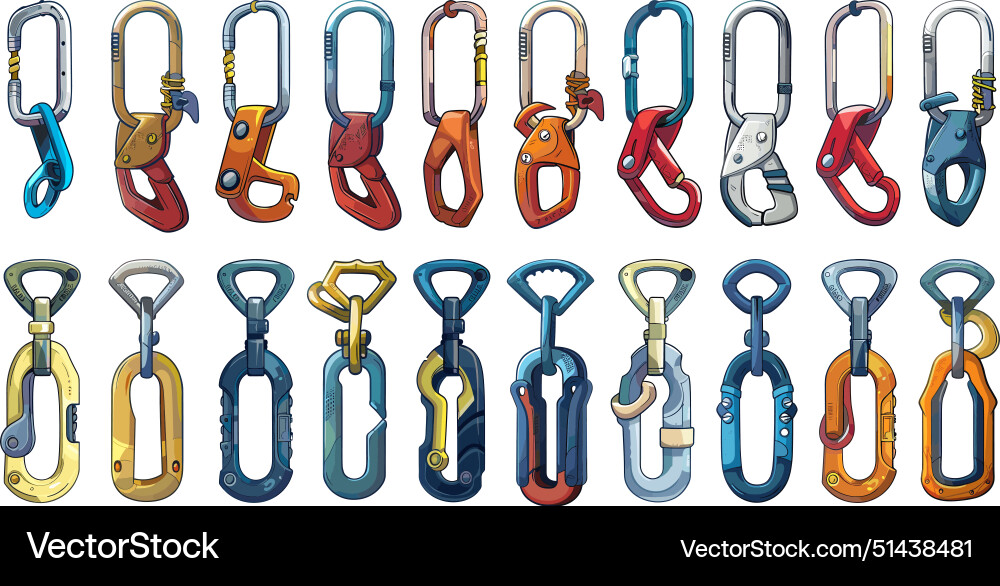 Cartoon carabiners simple style Royalty Free Vector Image