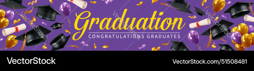 Congratulations graduates horizontal long banner Vector Image