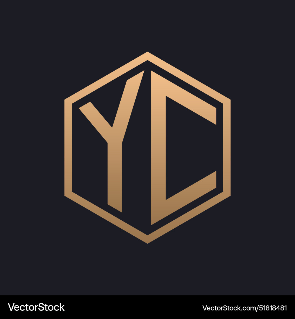 Elegant hexagon letter yc logo design initial Vector Image