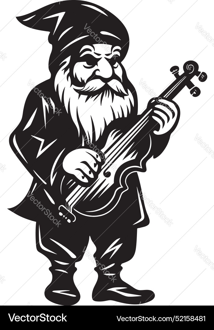 Fairy fiddler gnome with violin emblem natures Vector Image