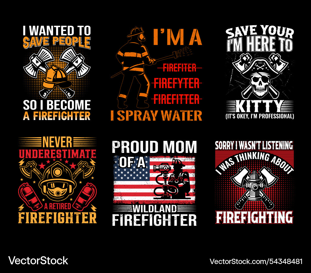 Firefighter humor and tribute collection Vector Image