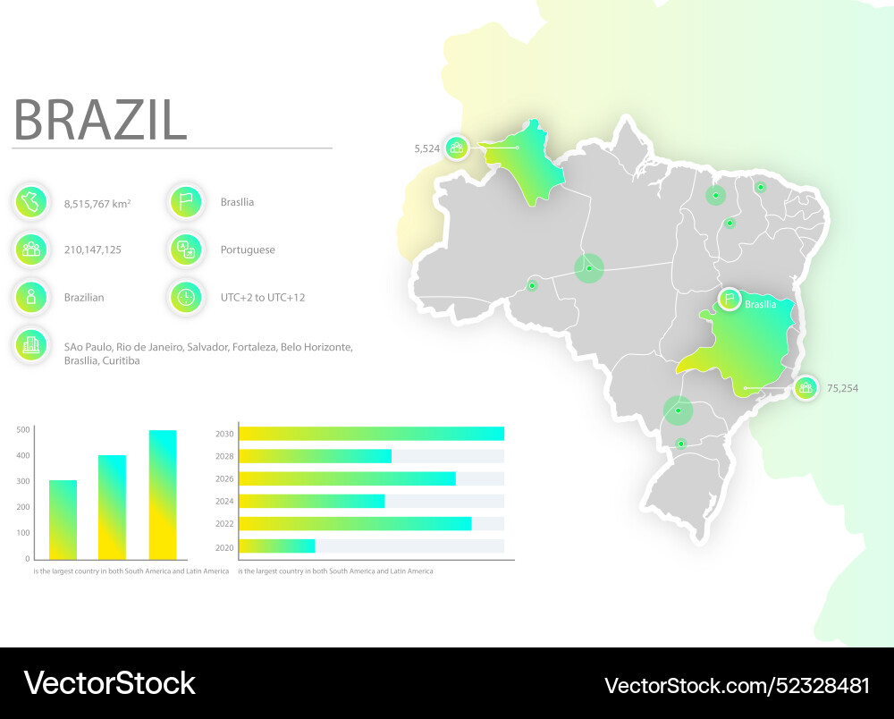 Gradient brazil map infographic Royalty Free Vector Image