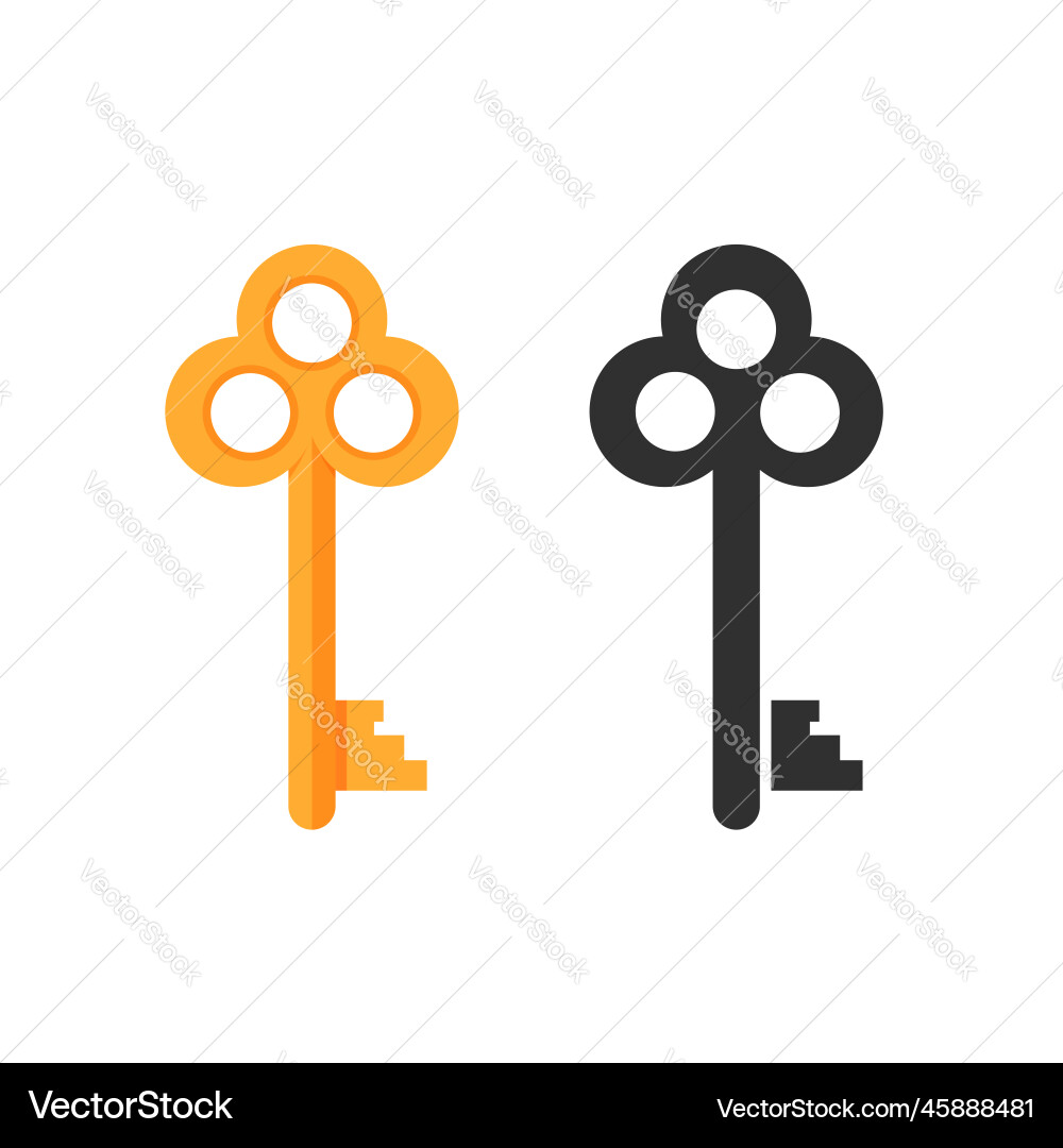 Key icon silhouette shape graphic skeleton old Vector Image