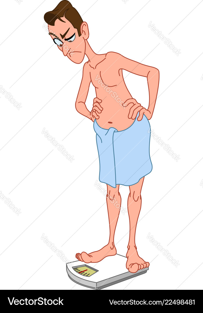 Man on scale Royalty Free Vector Image - VectorStock