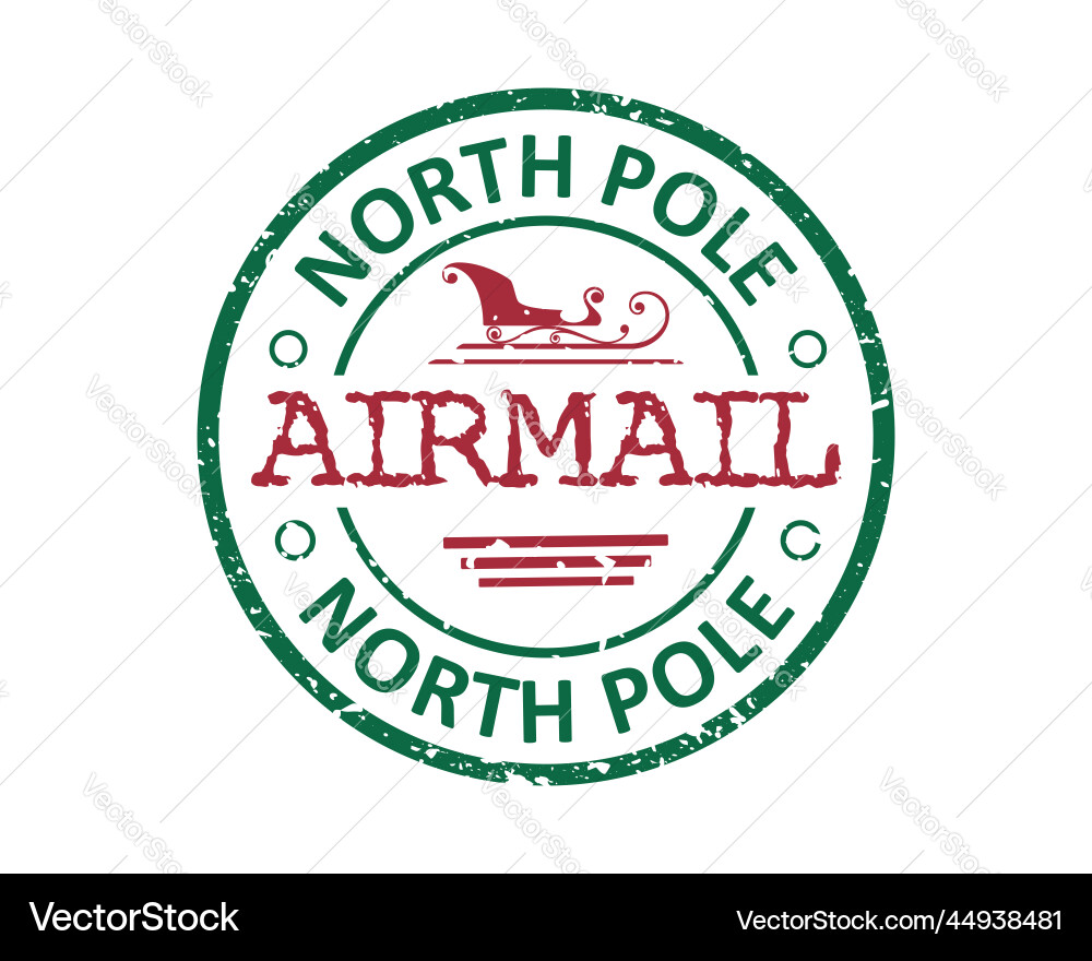 North pole airmail santa clause post stamp Vector Image