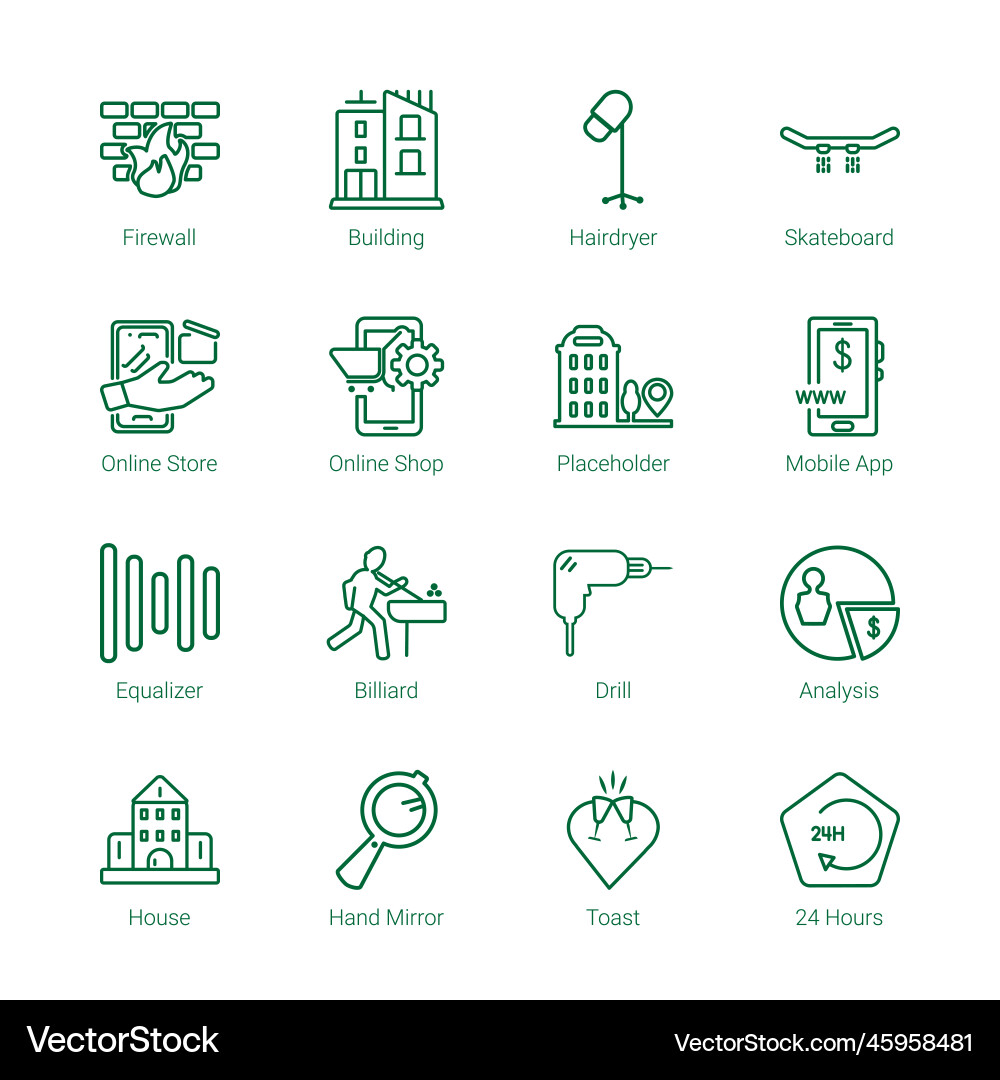 Outline icons Royalty Free Vector Image - VectorStock