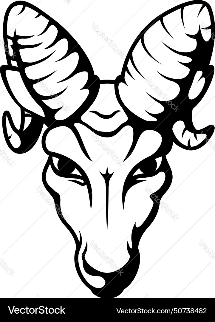 Angry ram head outline Royalty Free Vector Image