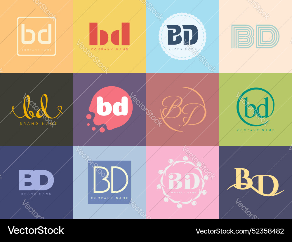 Bd logo company template letter b and d logotype Vector Image
