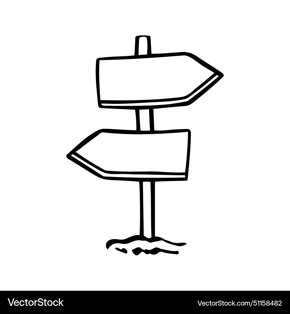 Board doodle empty road direction sign Royalty Free Vector