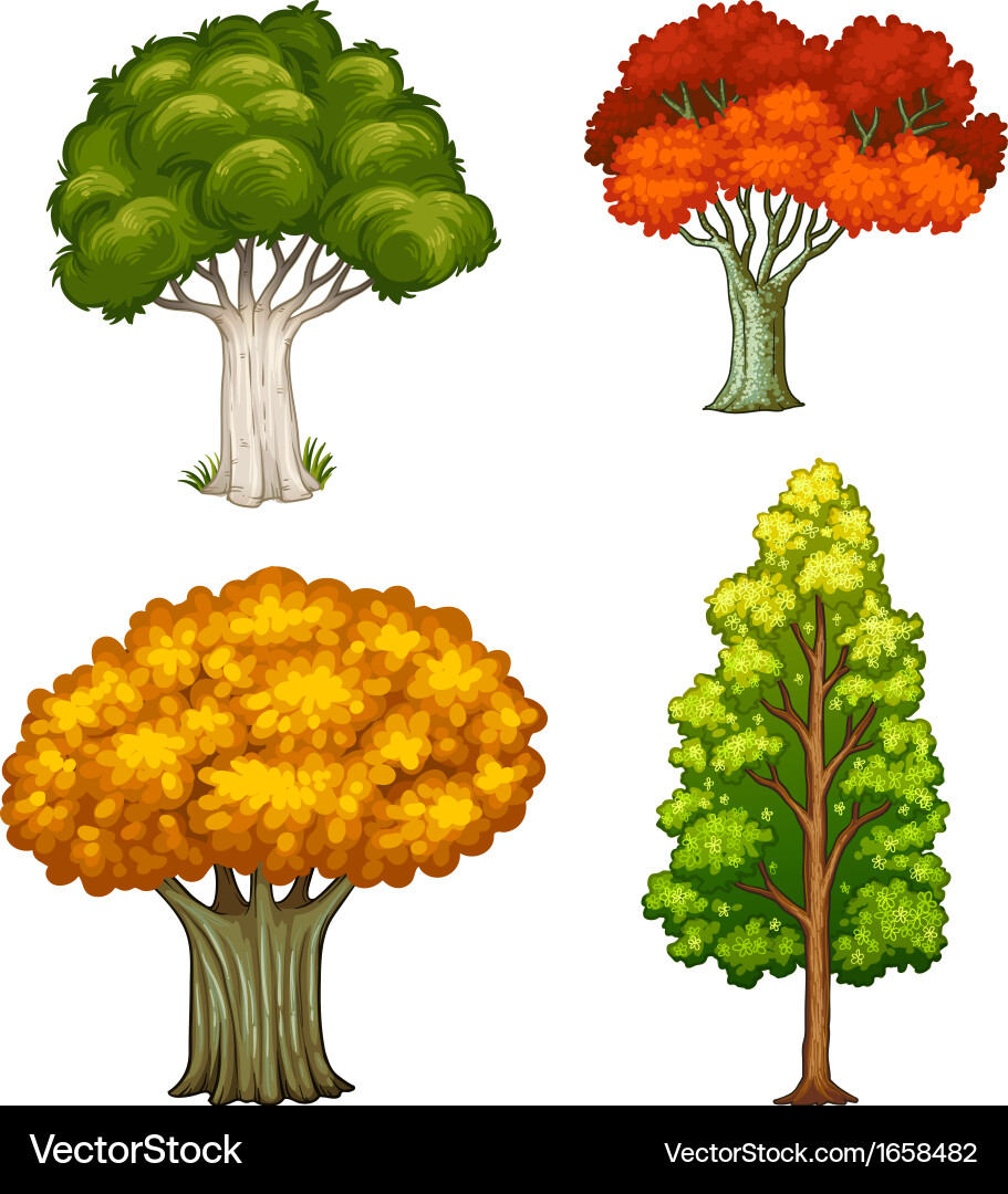 Four trees with different colors Royalty Free Vector Image