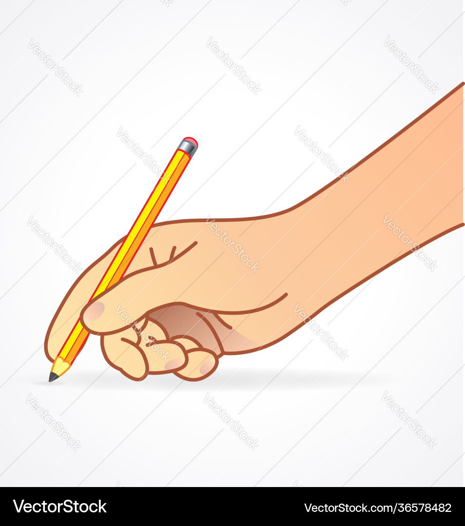 Hand with pencil writing drawing Royalty Free Vector Image