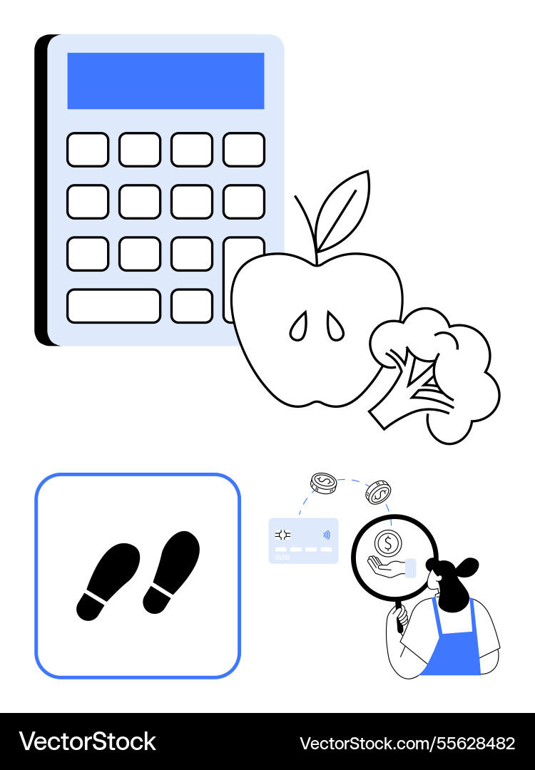 Nutrition calculation and analysis with footprint Vector Image