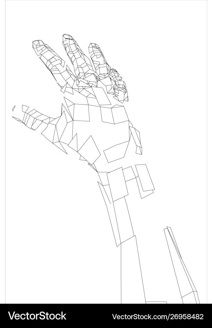 Outline human hand wire-frame style Royalty Free Vector