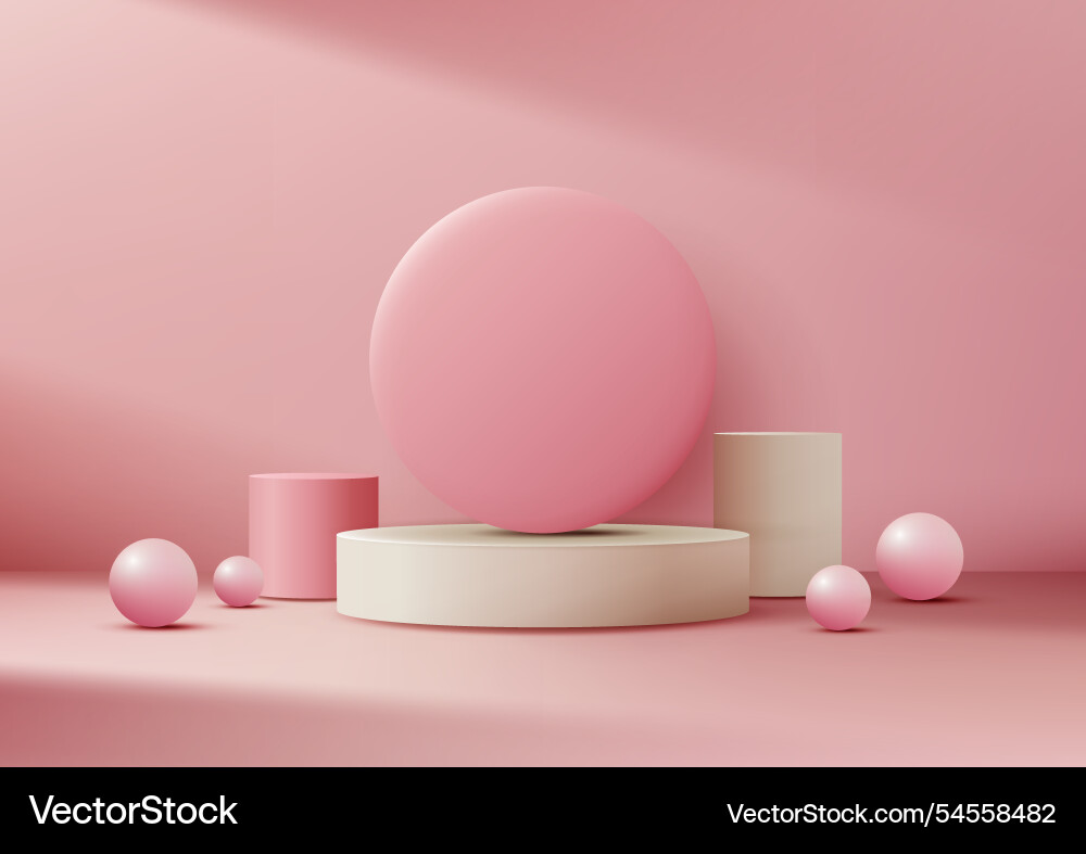 Pink 3d circle platform with minimal design for Vector Image