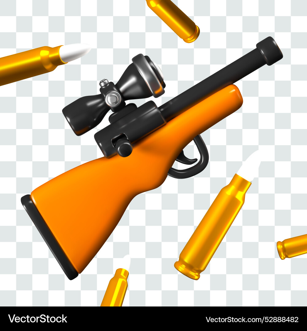 Realistic sniper rifle and ammo around precision Vector Image