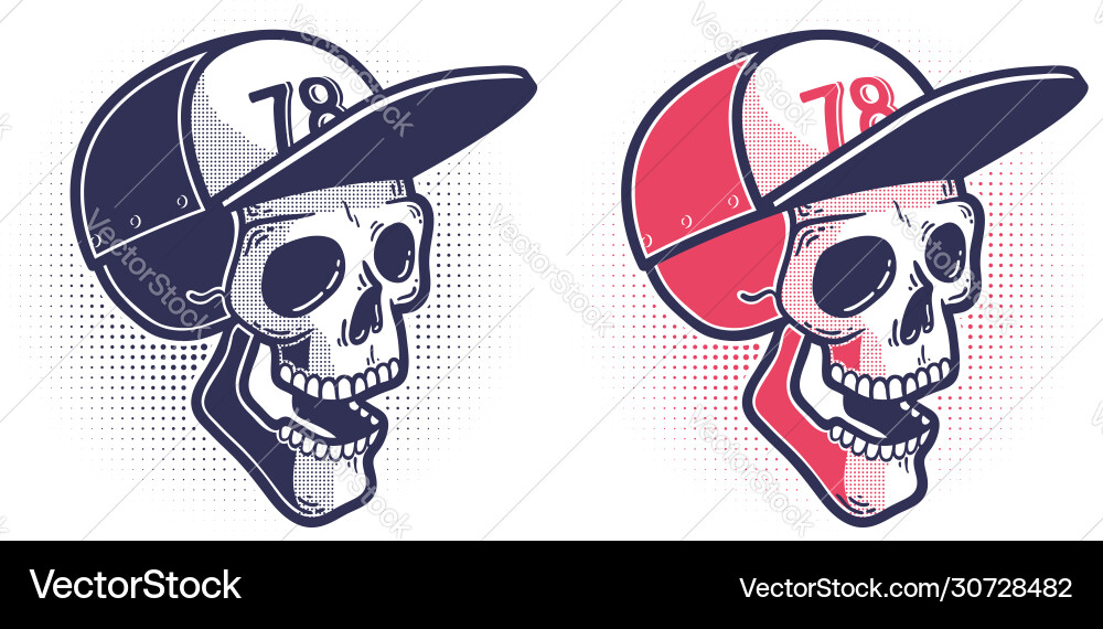 Skull in a baseball cap Royalty Free Vector Image