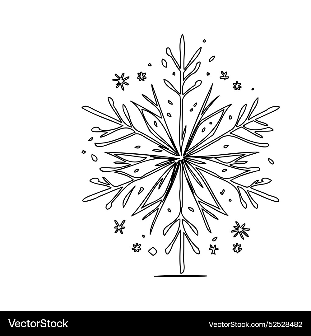 Snow flake outline sketch Royalty Free Vector Image