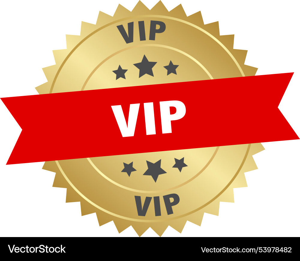 Vip round red and gold label isolated Royalty Free Vector