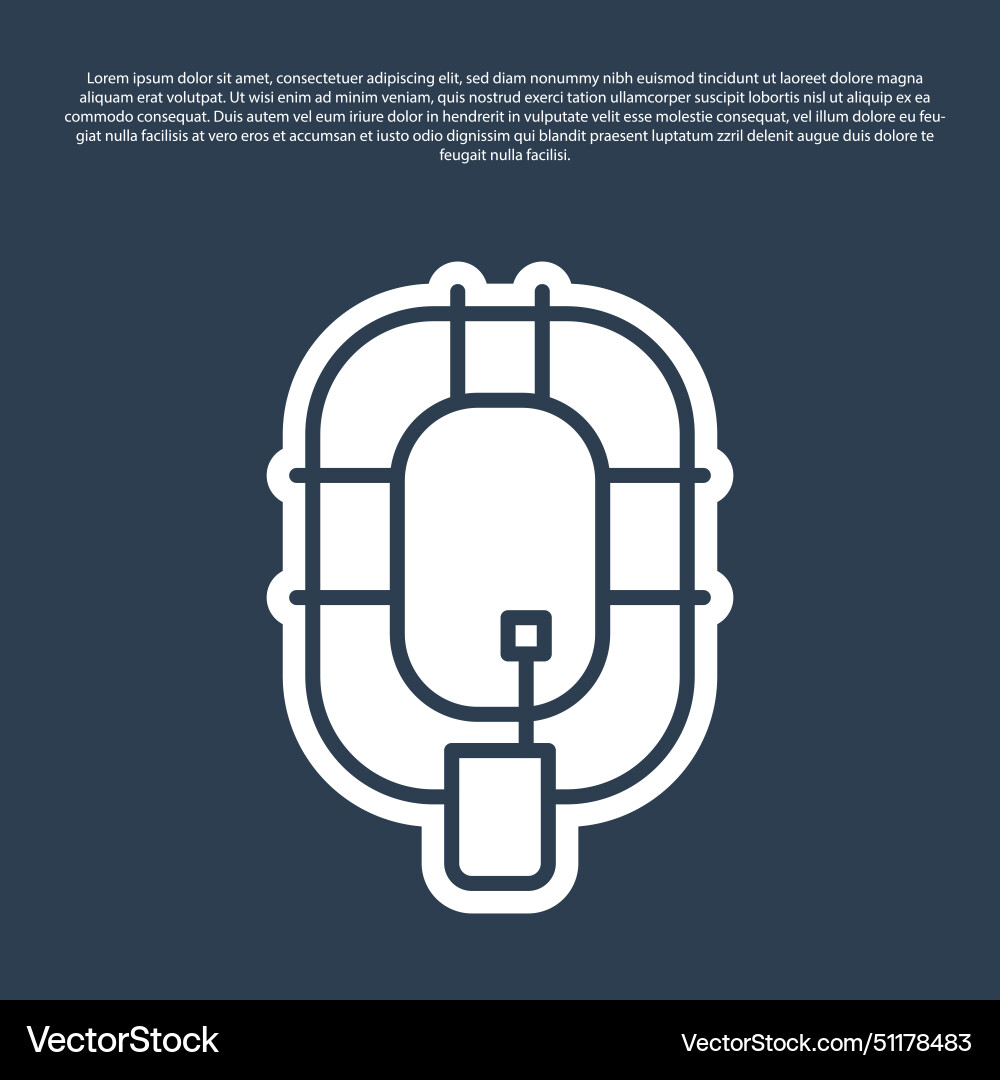 Blue line inflatable boat icon isolated Royalty Free Vector