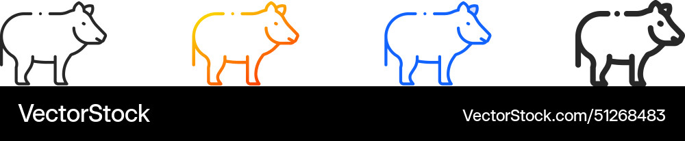 Boar iconthin linear gradient blue stroke Vector Image