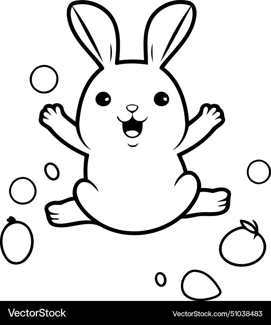 Cute cartoon white bunny with kiwi Royalty Free Vector Image