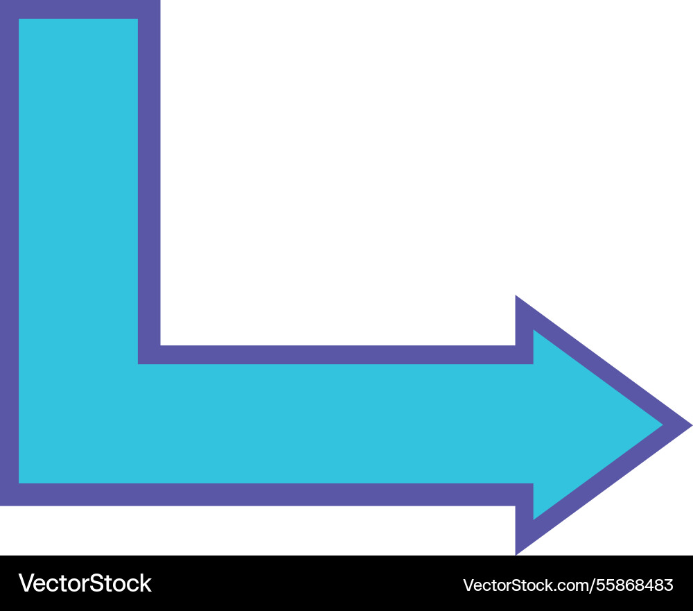 Elbow arrow direction blue signage Royalty Free Vector Image