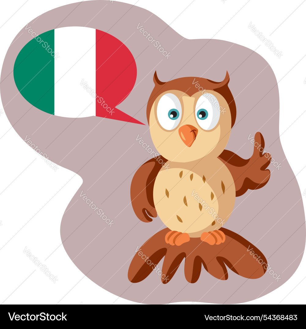 Funny owl speaking italian language cartoon Vector Image