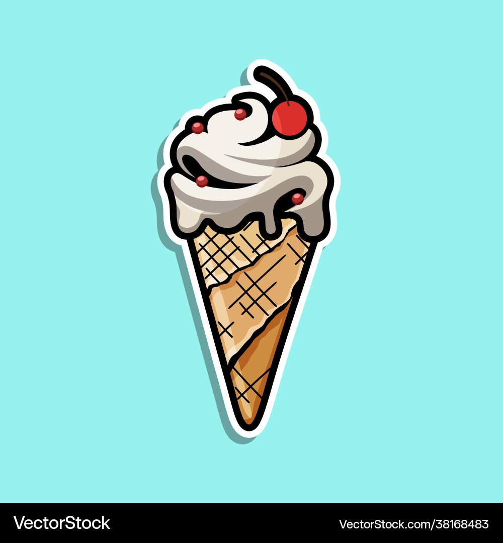 Ice cream sticker design Royalty Free Vector Image