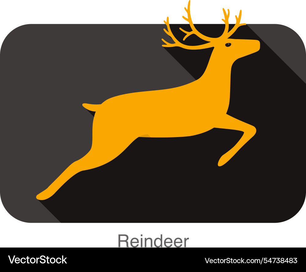 Reindeer running and jumping flat icon Royalty Free Vector