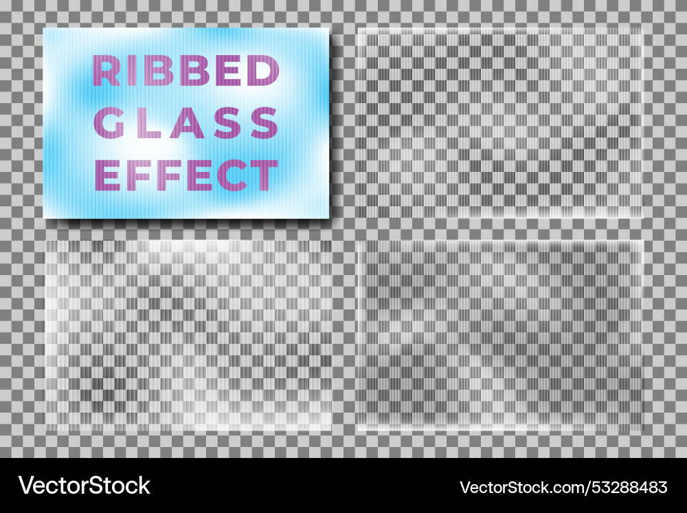 Ribbed glass effect texture set transparent Vector Image